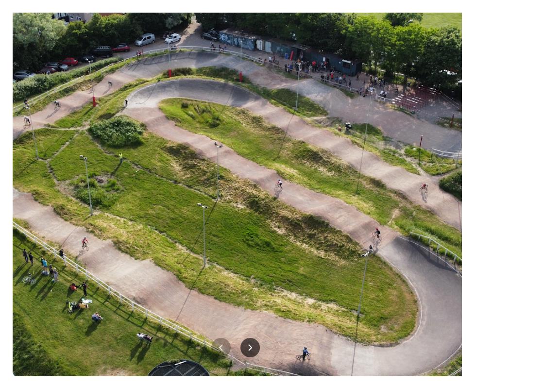A competition level track with berms, rollers, table-tops, gaps and a ...