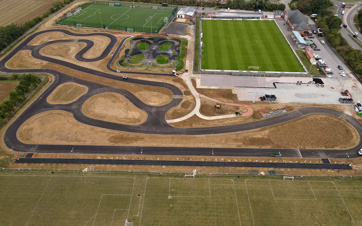 A wide well surfaced track and a pump track designed racing and coaching.